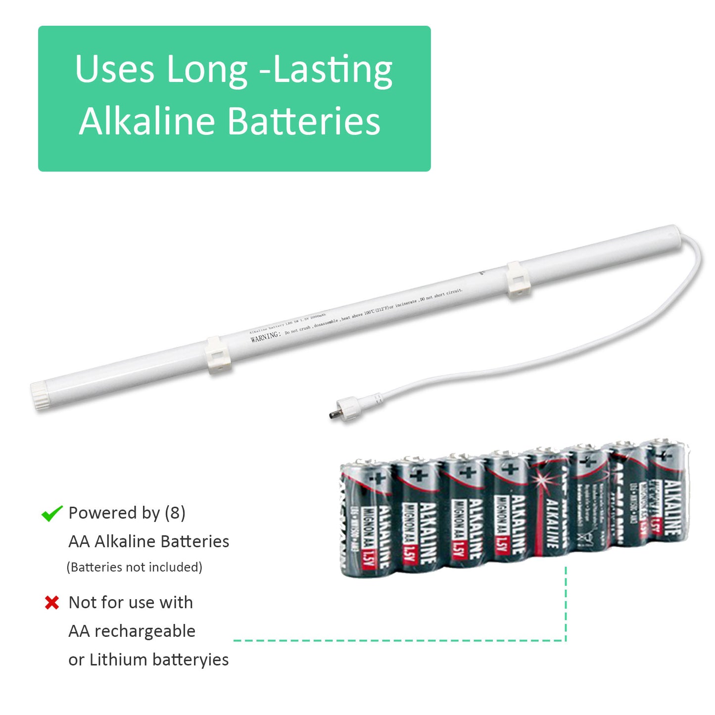 12V DC Reloadable Battery Tube Working with Automatic Blinds Motor ...