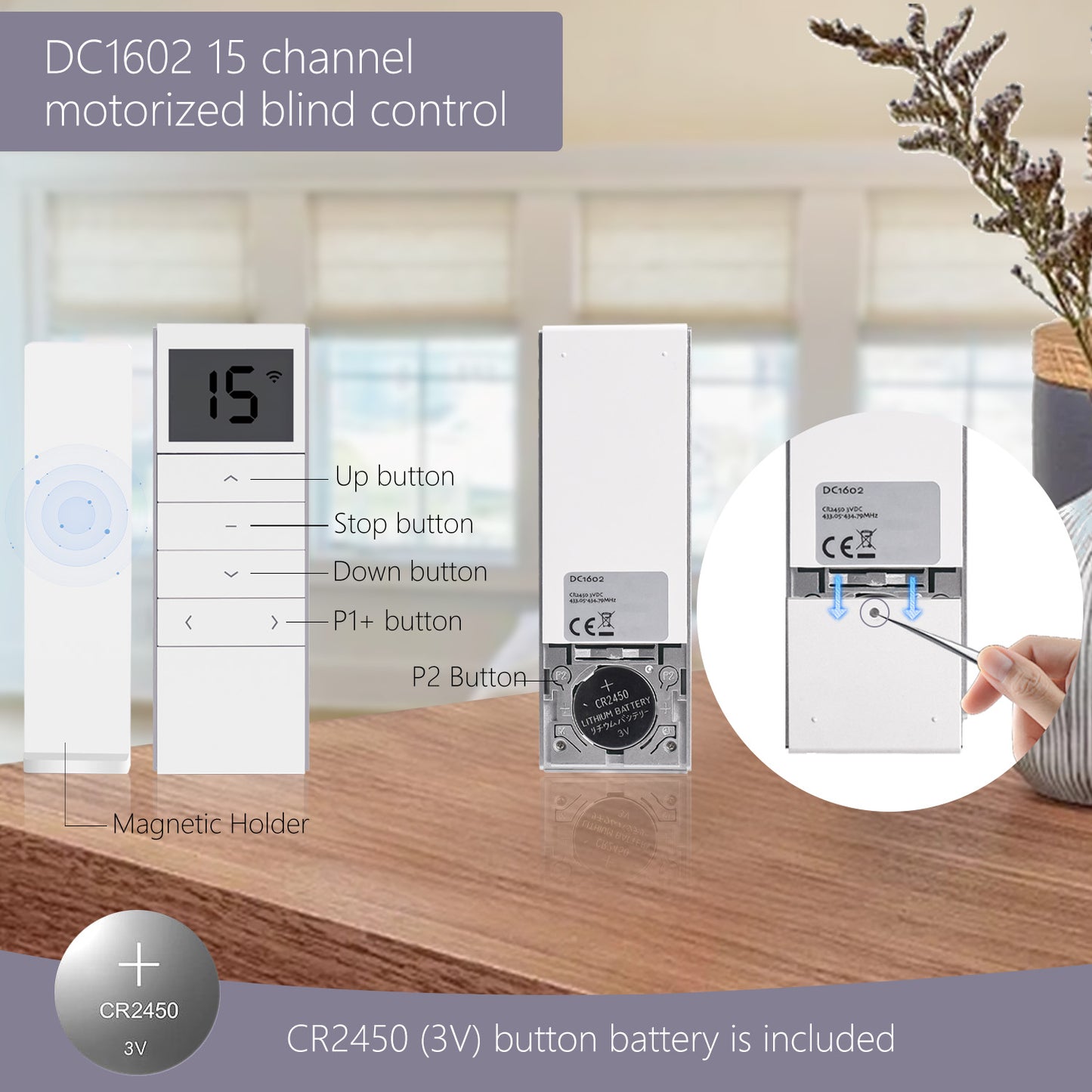 DC1602 15 channel motorized blind Roller Shades Blinds Remote Controll ...