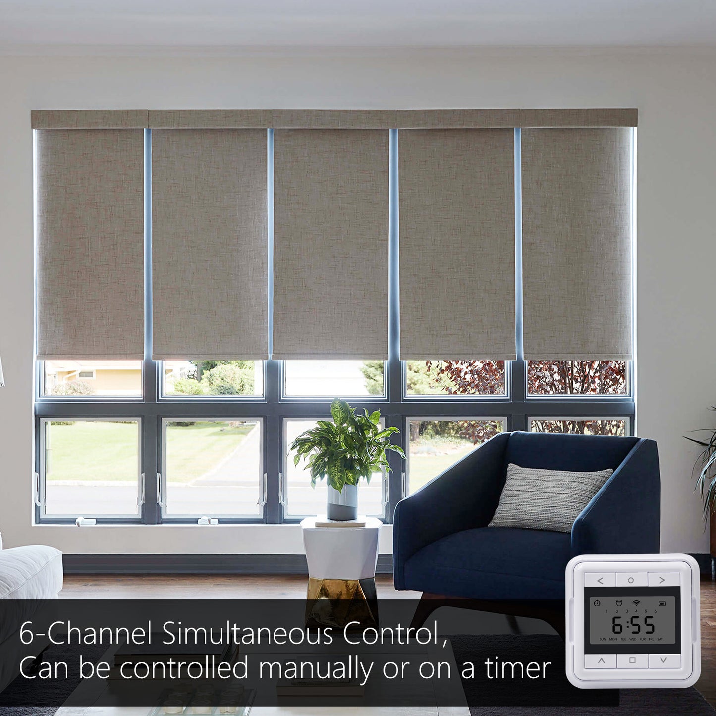 AC151-06 Timer 6 Channels 433M Remote Control For Motorized Shade/Blin ...