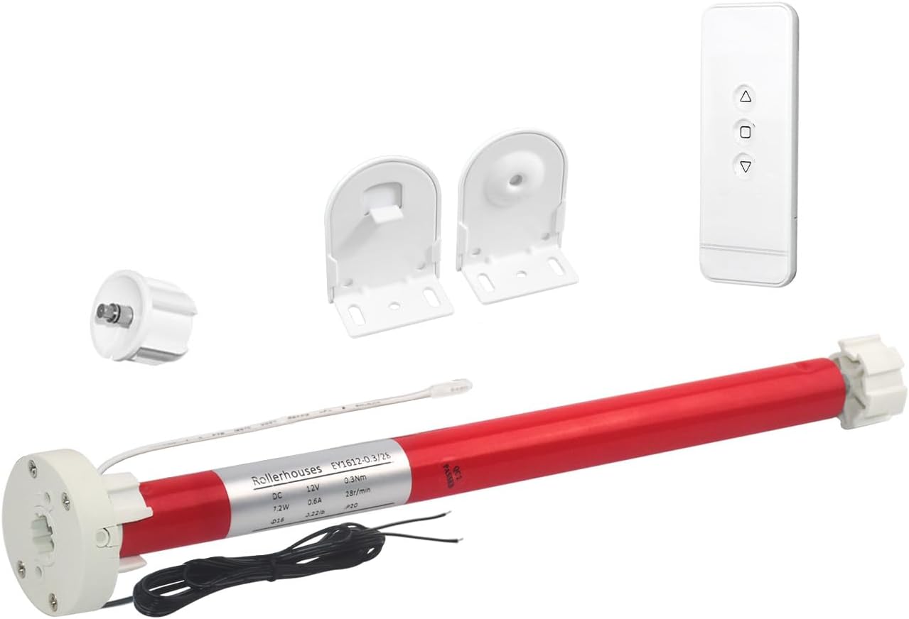 EY1612: 12V Hardwired with Remote Blinds Motor Kit Retrofit 1” &1-1/8 ...